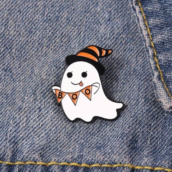 Jewelry | Halloween Ghost Brooch Pin Ghost With Boo Sign | Poshmark